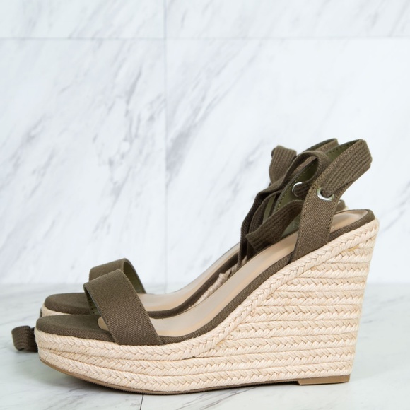 Delicious | Shoes | New Olive Espadrille Sandals Wedge Platform Heel ...